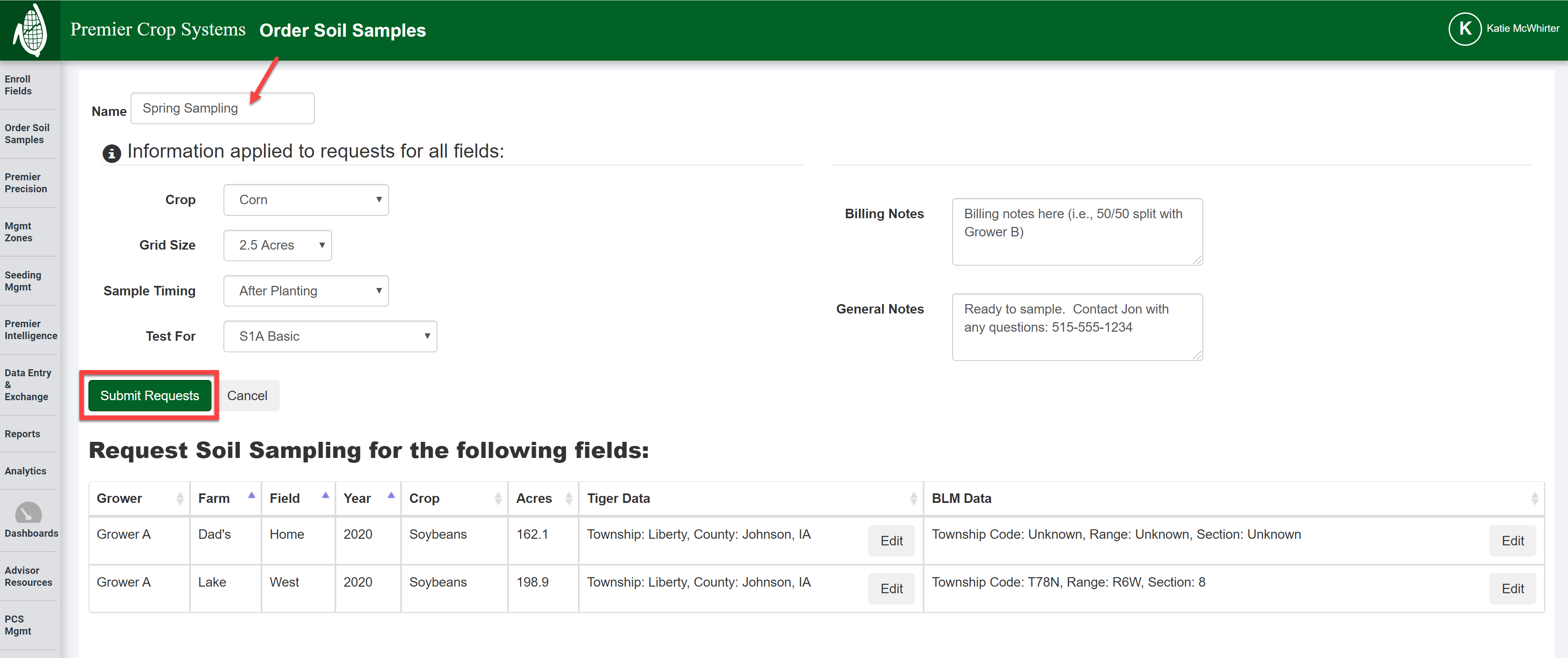 How to Request Soil Sampling for an Existing Field